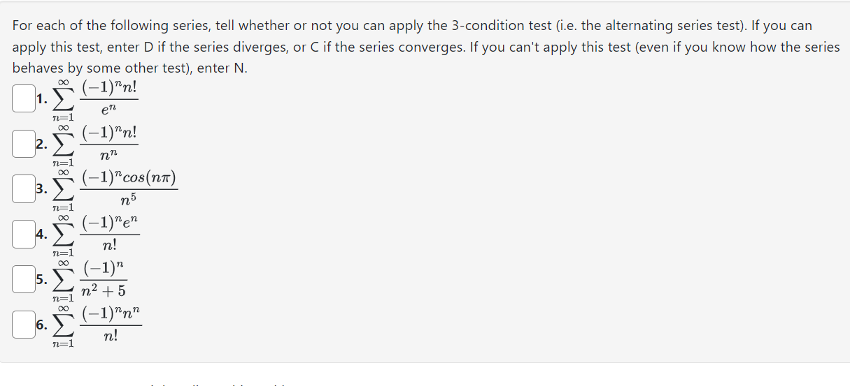 Solved For each of the following series, tell whether or not | Chegg.com