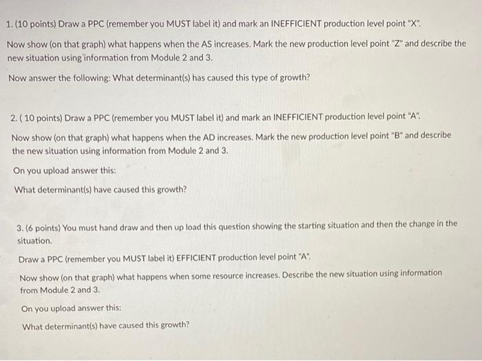 Solved 1. (10 points) Draw a PPC (remember you MUST label | Chegg.com