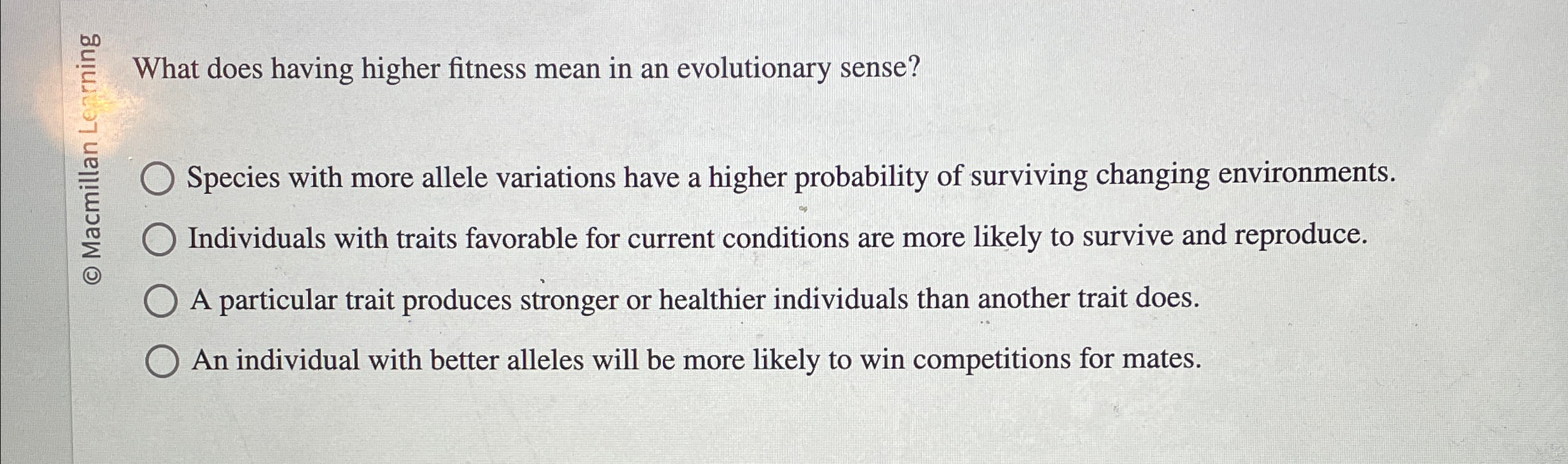Solved What does having higher fitness mean in an | Chegg.com
