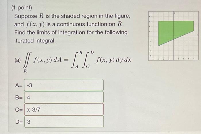 Solved Suppose R is the shaded region in the figure,and f(x, | Chegg.com