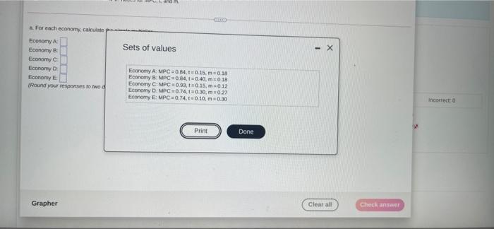 Solved Consider the accompanying sets of values for MPC., | Chegg.com