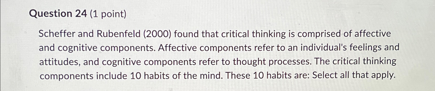 Solved Question 24 (1 ﻿point)Scheffer and Rubenfeld (2000) | Chegg.com