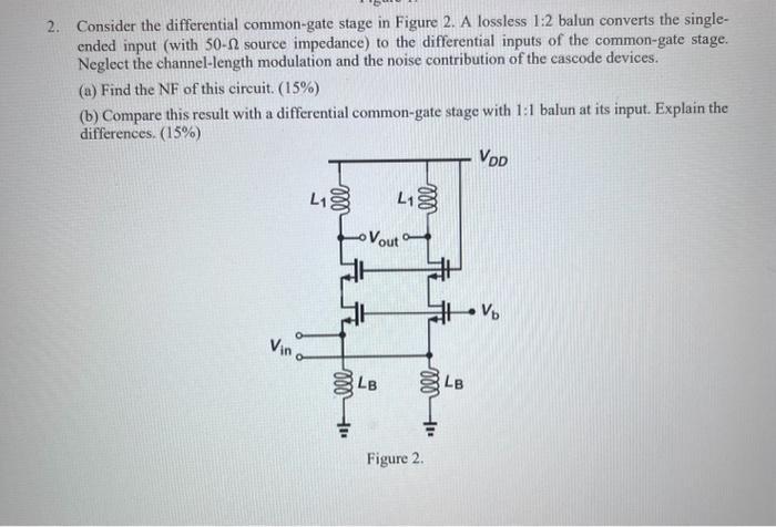 Solved 2. Consider the differential common-gate stage in | Chegg.com
