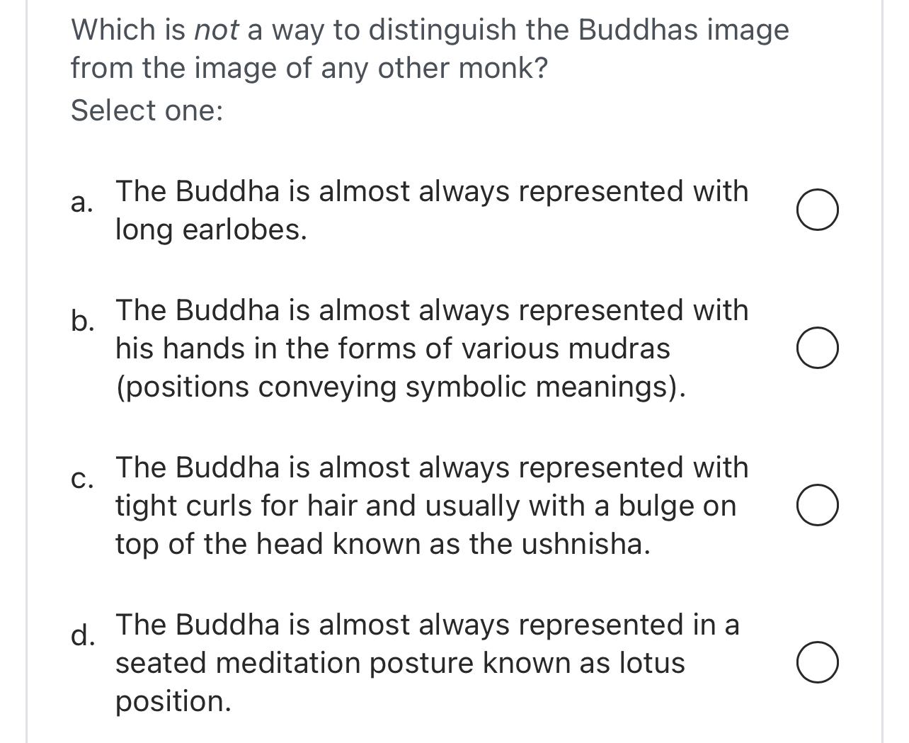 Solved Which is not a way to distinguish the Buddhas image | Chegg.com