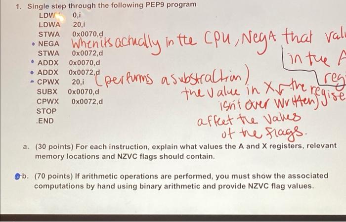 Solved 1. Single step through the following PEP9 program LDW | Chegg.com