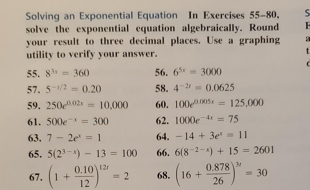 Solved a t с Solving an Exponential Equation In Exercises | Chegg.com