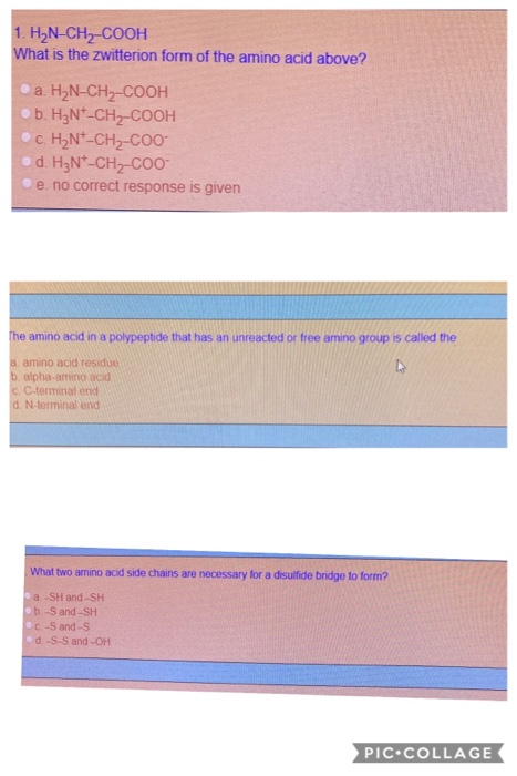 Solved 1. H2N-CH2-COOH What is the zwitterion form of the | Chegg.com