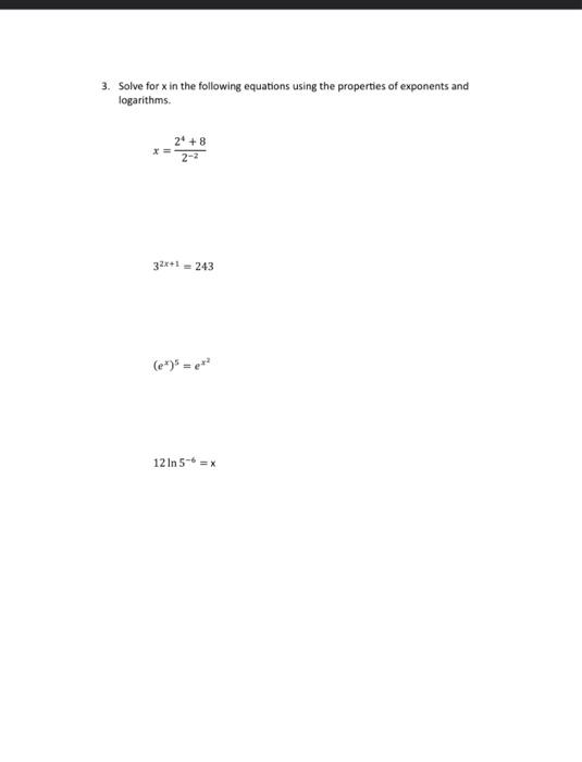 Solved Do the following problems and show all of your work. | Chegg.com