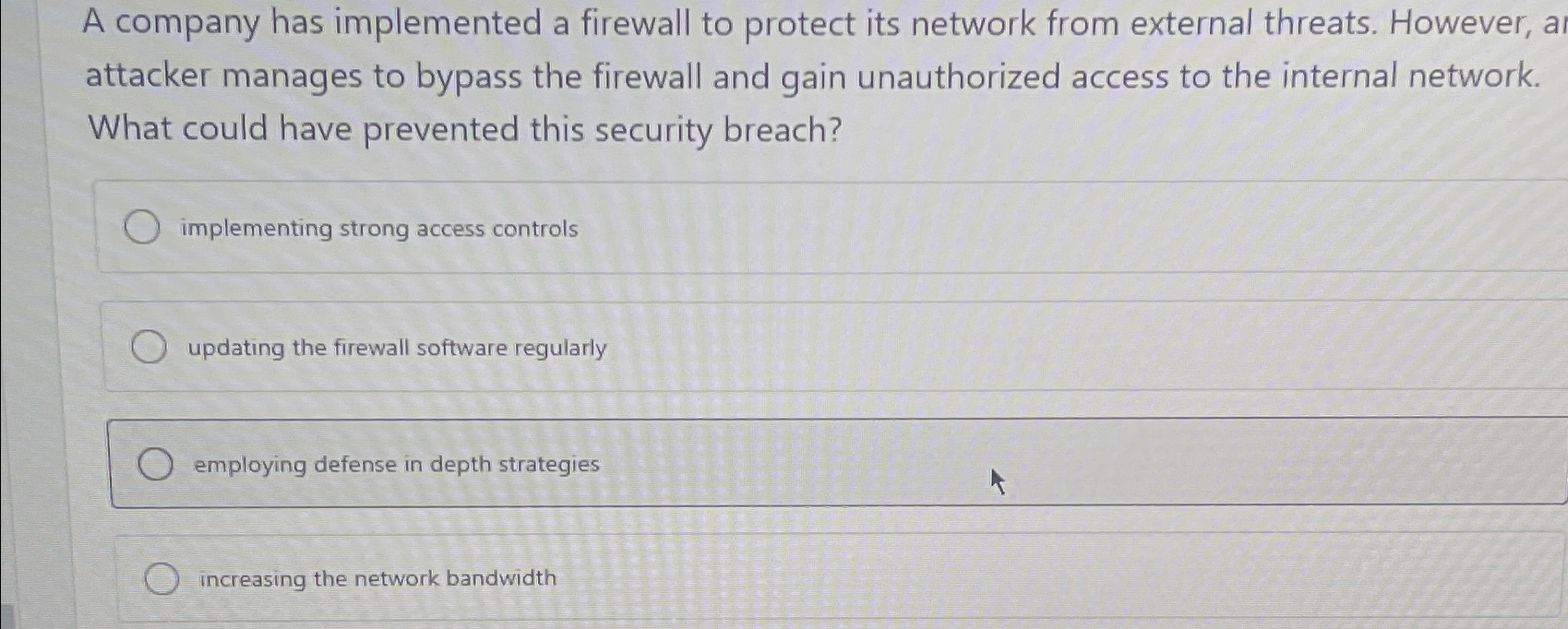 Solved A company has implemented a firewall to protect its | Chegg.com