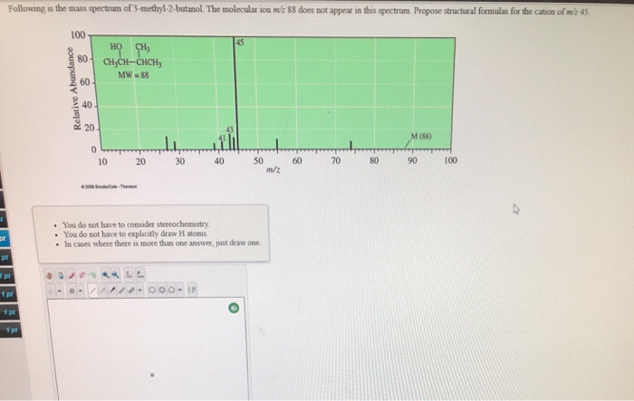 Solved Following is the mass spectrum of 3-methyl-2-butanol. | Chegg.com