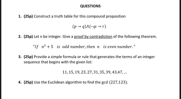 Solved 1. (25p) Construct a truth table for this compound | Chegg.com