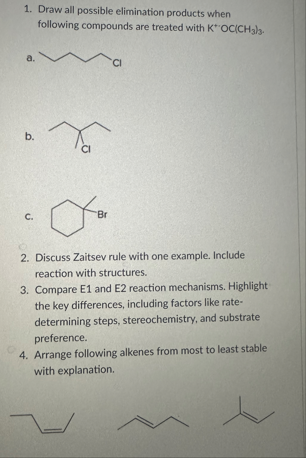 Solved Draw all possible elimination products when following | Chegg.com