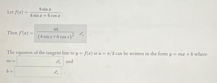 Solved Let f(x)=4sinx+6cosx8sinx. Then | Chegg.com