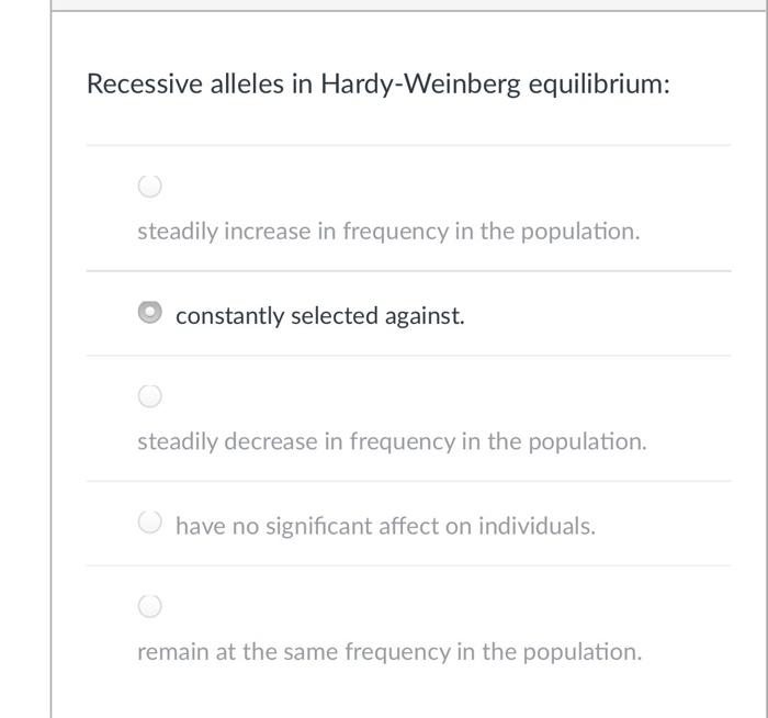 Solved Recessive alleles in Hardy-Weinberg equilibrium: | Chegg.com