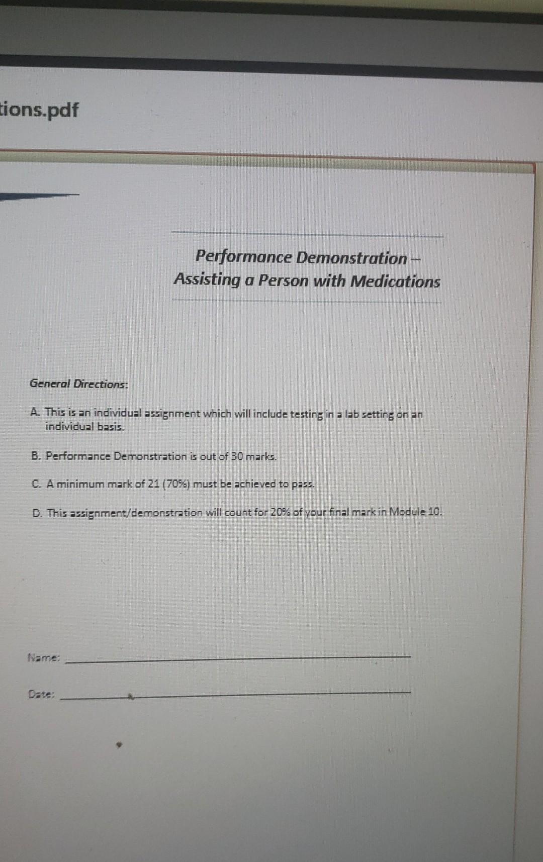 tions.pdf Performance Demonstration - Assisting a | Chegg.com