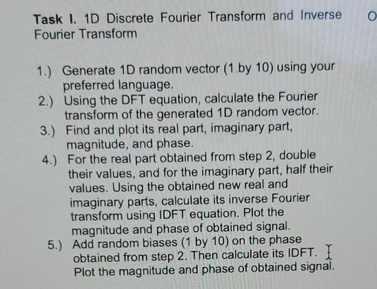Solved O Task 1. 1D Discrete Fourier Transform and Inverse | Chegg.com