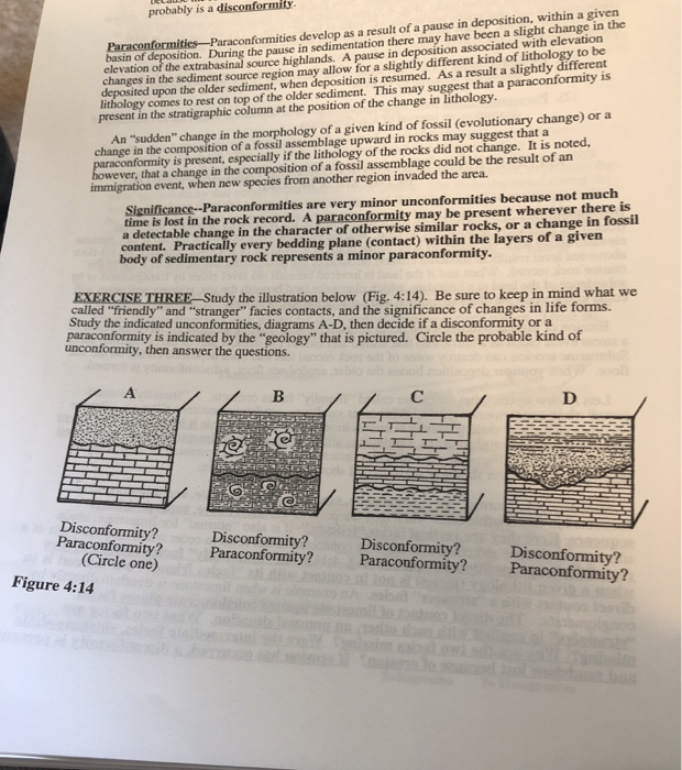 Solved probably is a disconformity. his may allowtion is tes | Chegg.com