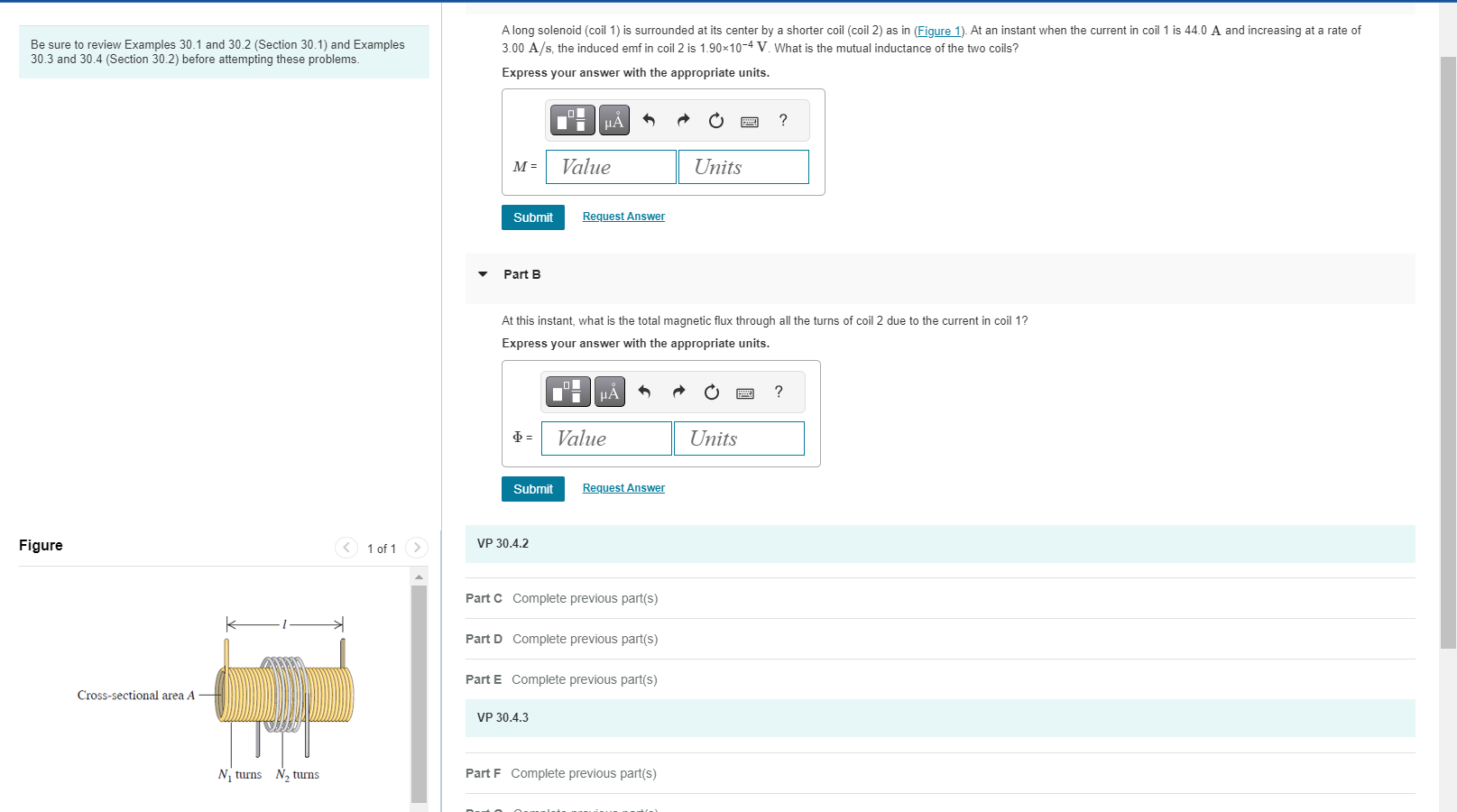 Solved Be sure to review Examples 30.1 ﻿and 30.2 (Section | Chegg.com