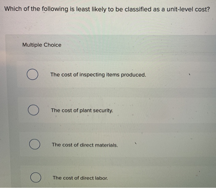 Solved Which of the following is least likely to be | Chegg.com
