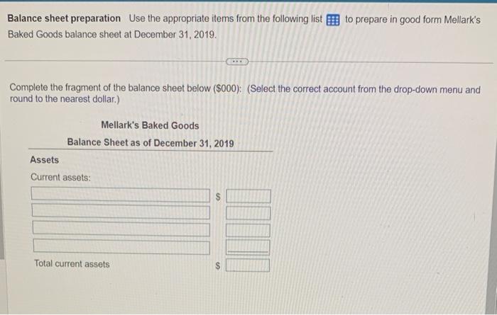 Balance sheet preparation. Use the appropriate items | Chegg.com