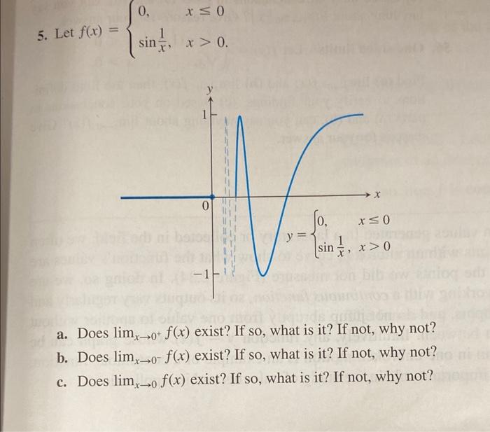 Solved Let f(x)={0,sinx1,x≤0x>0 a. Does limx→0+f(x) exist? | Chegg.com