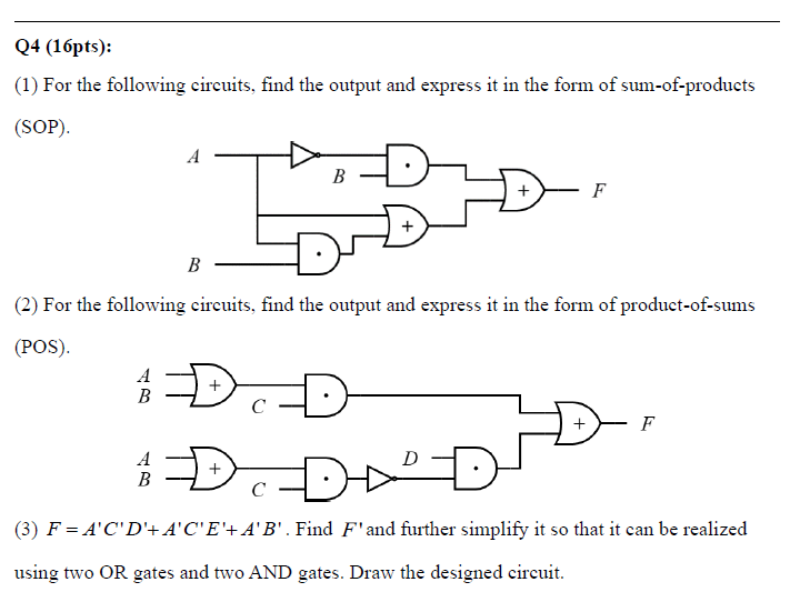 Solved Q4 (16pts):(1) ﻿For the following circuits, find the | Chegg.com