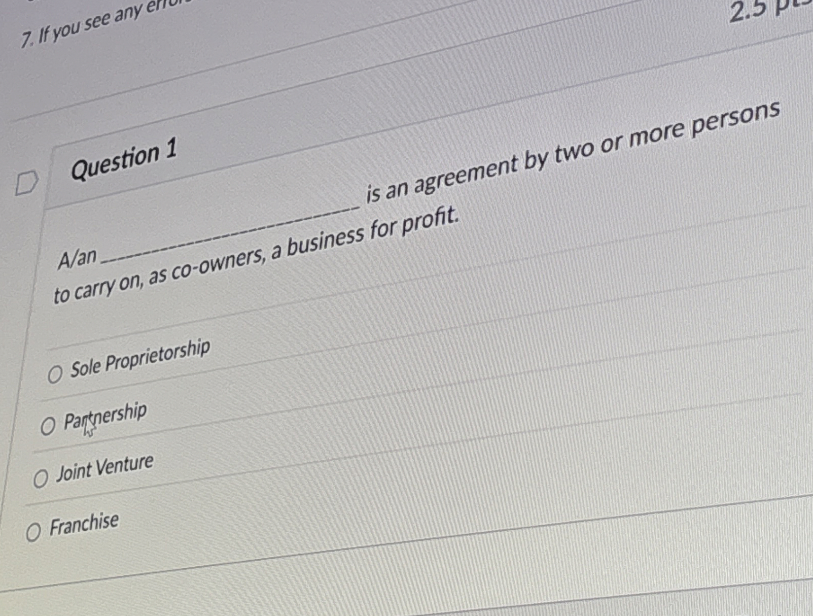 Solved Question 1A/anis an agreement by two or more | Chegg.com