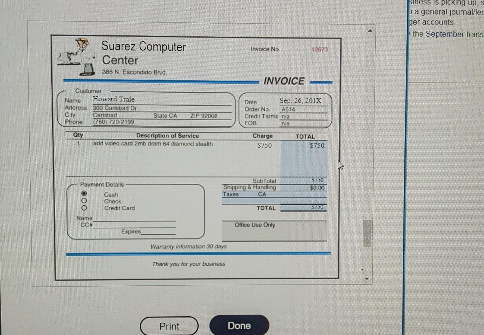 Solved Consider the following for Suarez Computer Center | Chegg.com