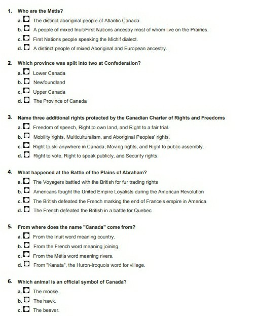 Solved 1. b. c. Who are the Métis? a. The distinct | Chegg.com
