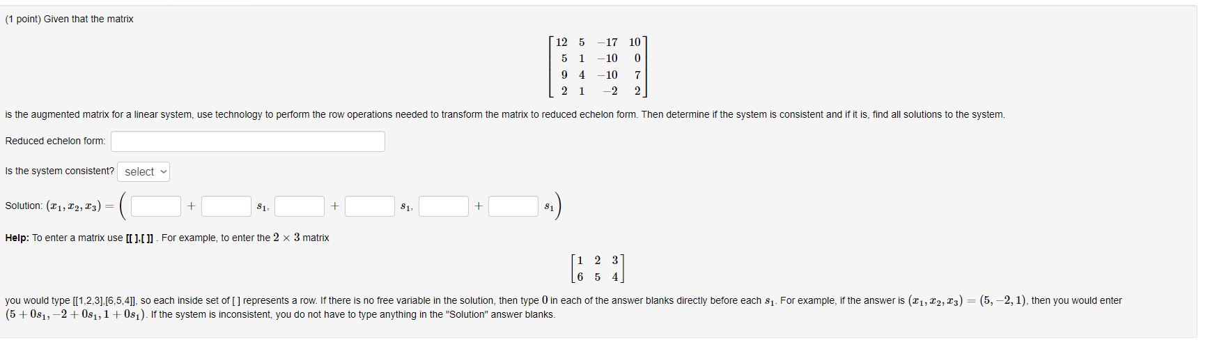 Solved (1 ﻿point) ﻿Given that the | Chegg.com