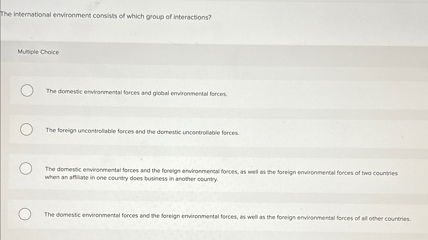 Solved The international environment consists of which group | Chegg.com