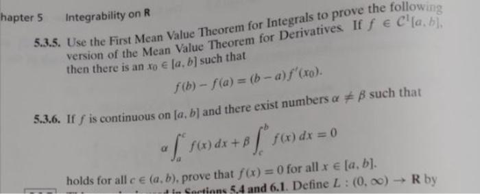 Solved hapter 5 Integrability on R 5.3.5. Use the First Mean | Chegg.com