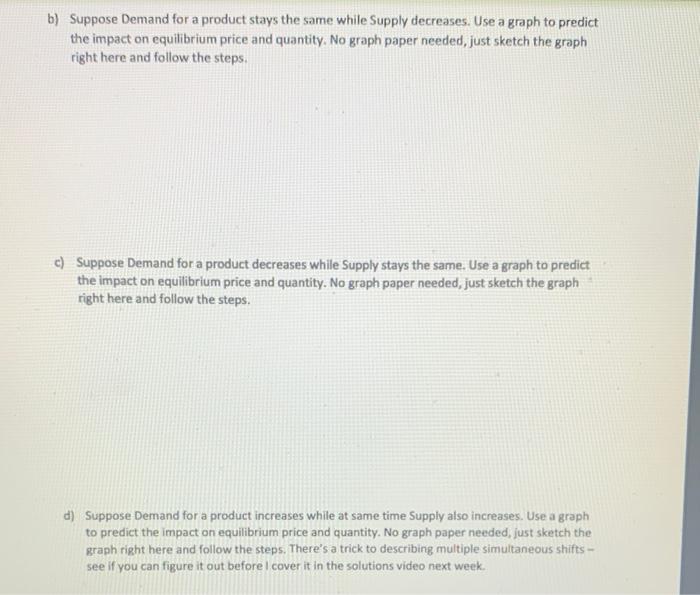 Solved 2. Supply and Demand problems without numbers. | Chegg.com