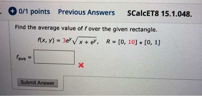 Solved . + 0/1 points Previous Answers SCalcET8 15.1.048. | Chegg.com