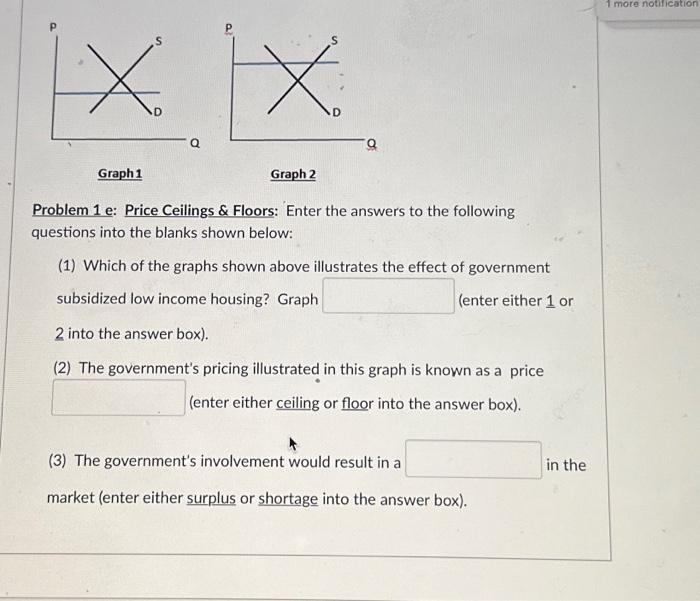 Solved Graph1 Graph 2 Problem 1e : Price Ceilings \& Floors: | Chegg.com