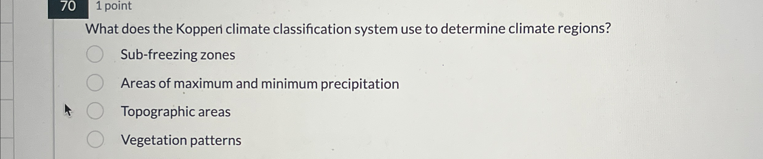 Solved 701 ﻿pointWhat does the Koppen climate classification | Chegg.com