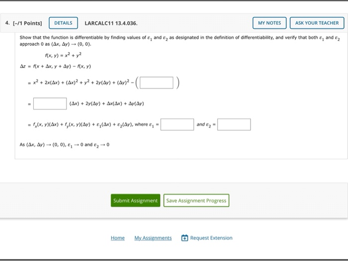 Solved 4. [-/1 Points) DETAILS LARCALC11 13.4.036. MY NOTES | Chegg.com