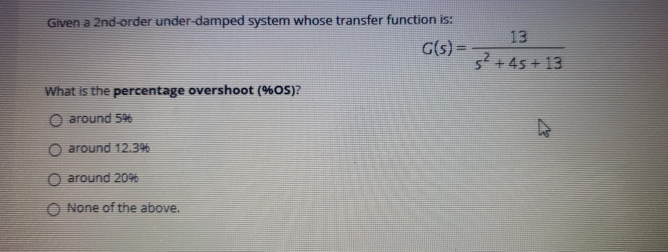 Solved Given a 2nd-order under-damped system whose transfer | Chegg.com
