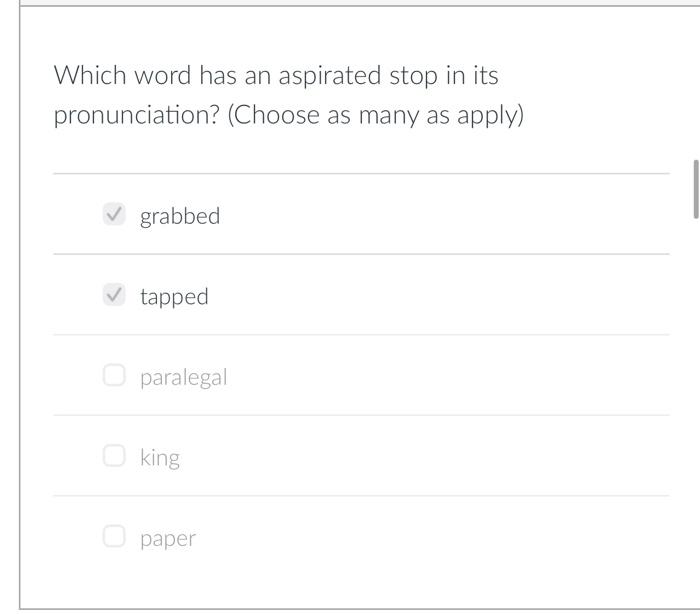 Which word has an aspirated stop in its | Chegg.com