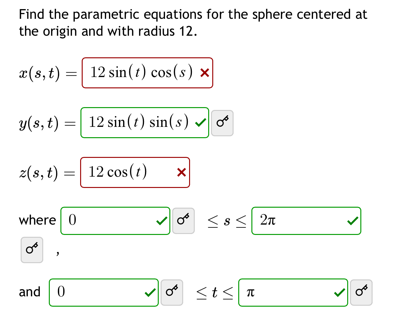 Solved Find The Parametric Equations For The Sphere Centered