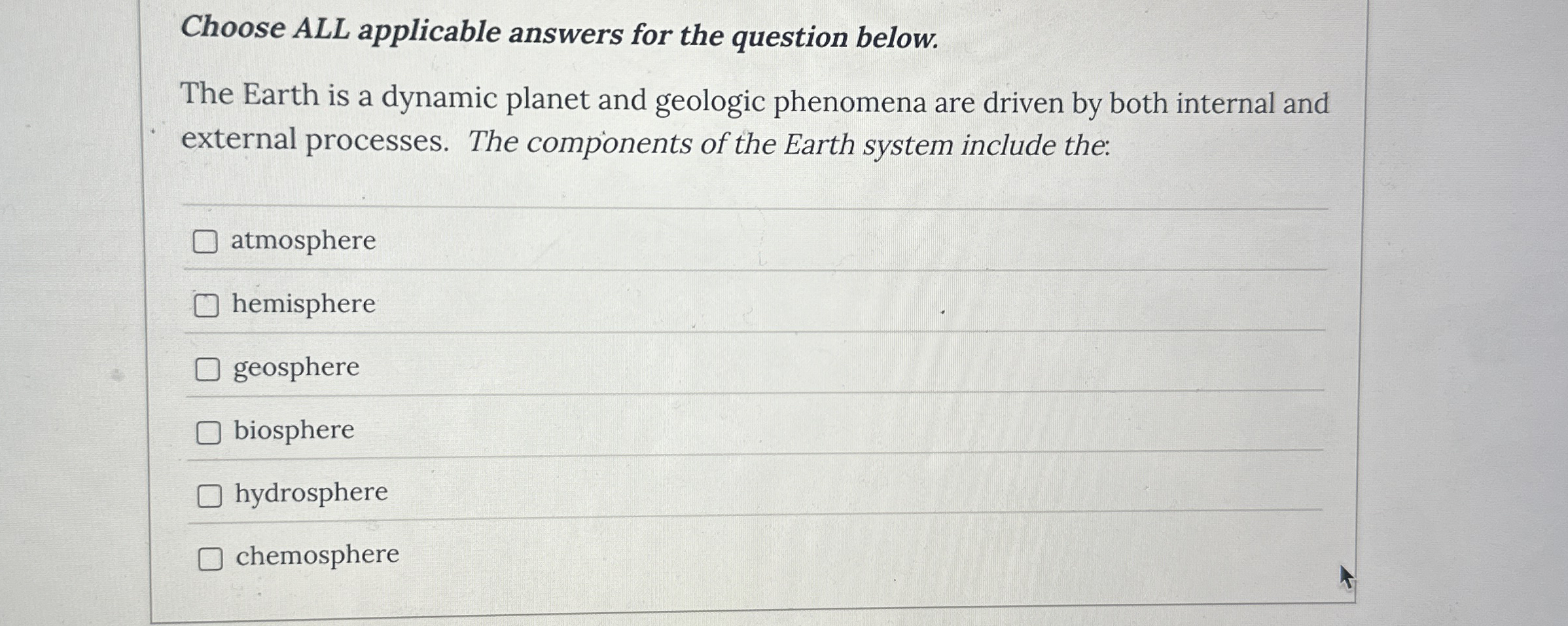 Solved Choose ALL applicable answers for the question | Chegg.com