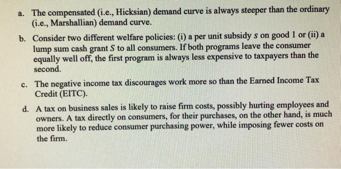 Solved a. The compensated (i.e., Hicksian) demand curve is | Chegg.com