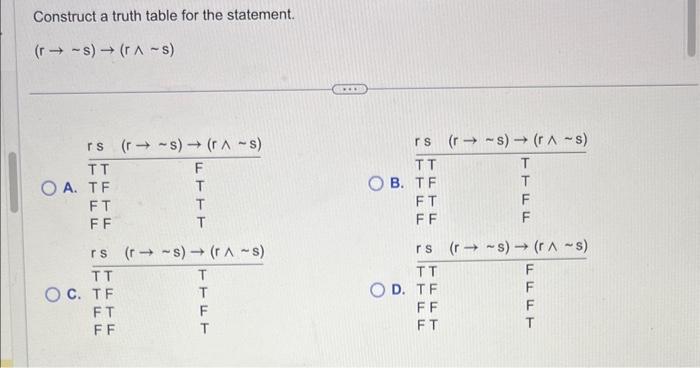 Solved Construct a truth table for the statement. | Chegg.com