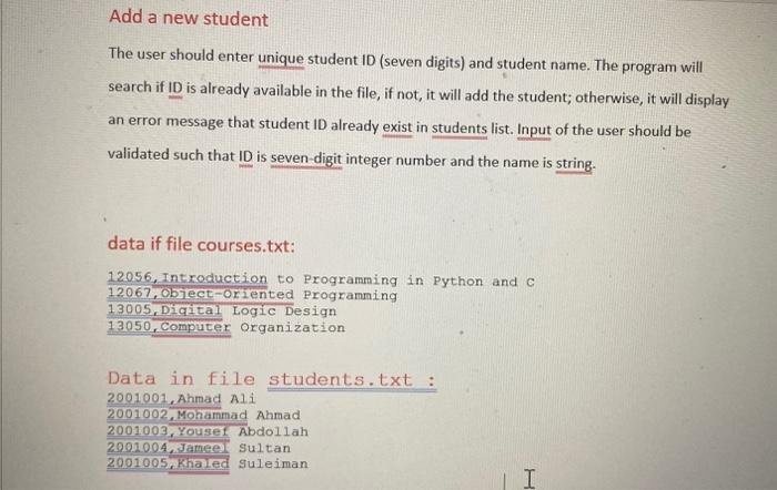 Solved 1. Description for HW Course Registration System | Chegg.com
