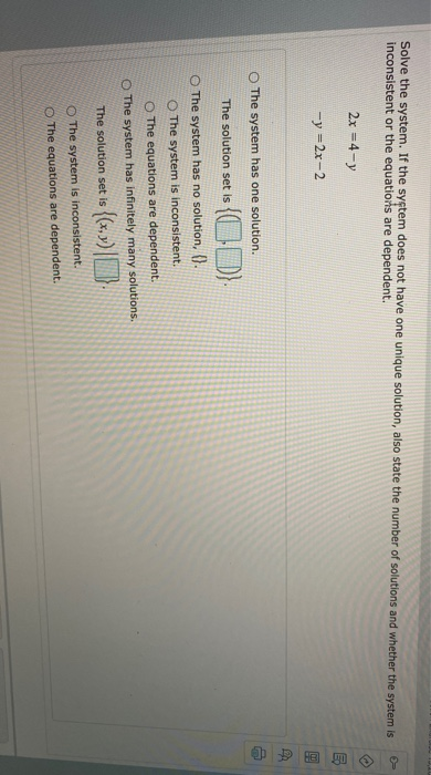 Solved Solve the system. If the system does not have one | Chegg.com