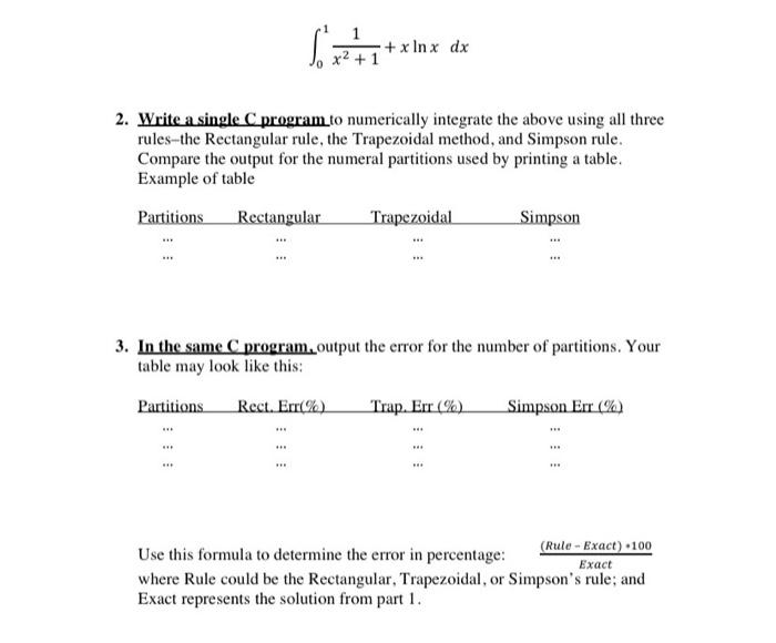 So'p?tit + xinx dx 2. Write a single C program to | Chegg.com