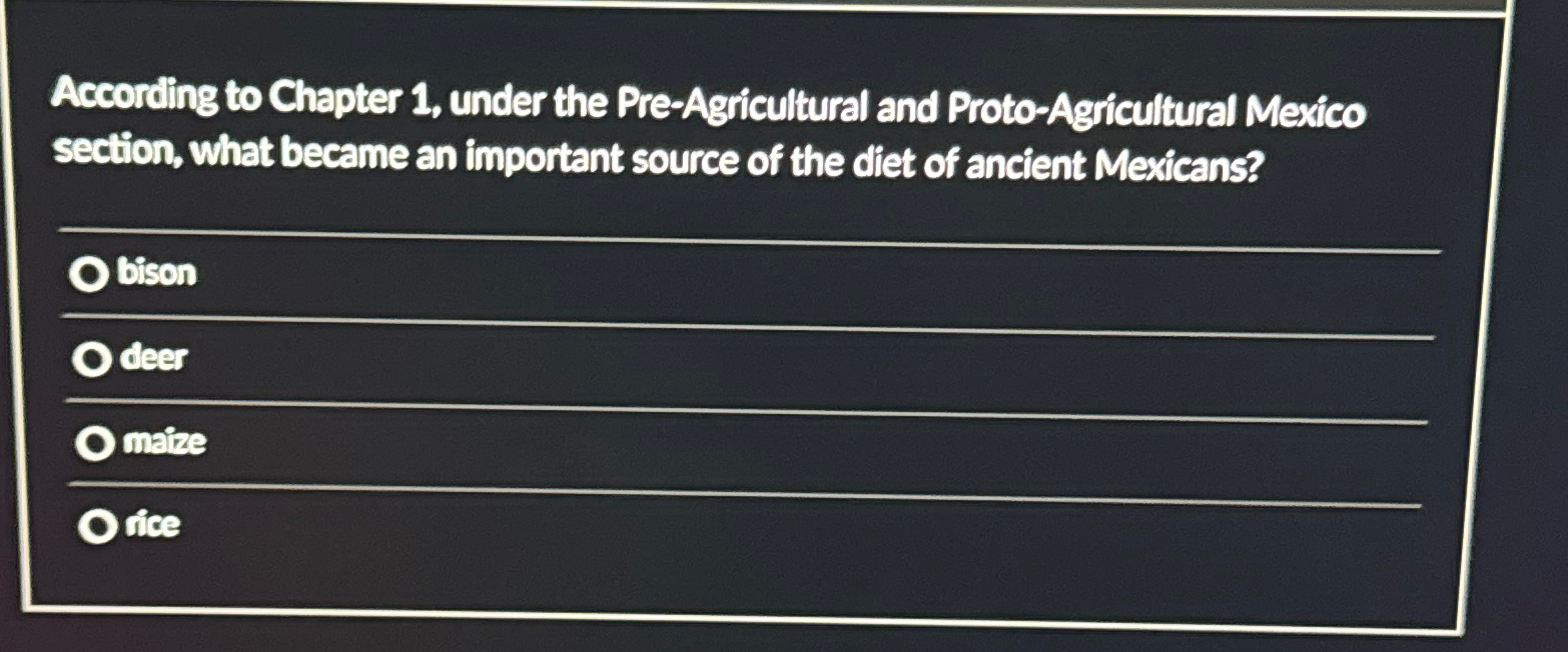 According to Chapter 1, ﻿under the Pre-Agricultural | Chegg.com