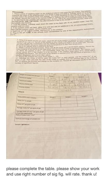 Solved please complete the table. please show your work and | Chegg.com