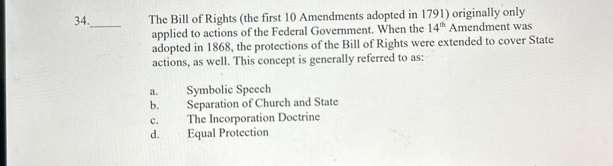 Solved 34The Bill of Rights (the first 10 ﻿Amendments | Chegg.com