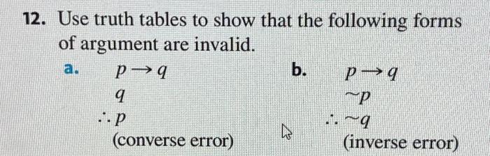 Solved 12. Use truth tables to show that the following forms | Chegg.com